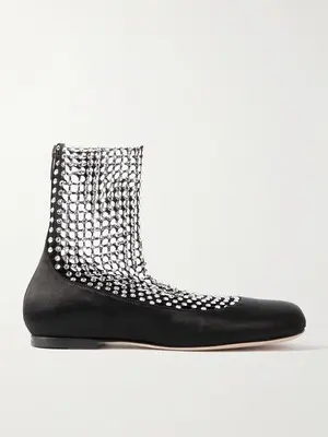 Rene Caovilla Crystal-embellished Satin Ballet Flats
