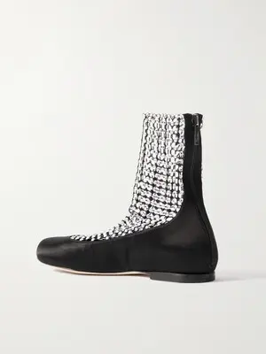 Rene Caovilla Crystal-embellished Satin Ballet Flats
