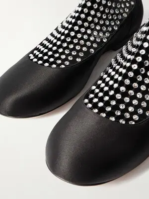 Rene Caovilla Crystal-embellished Satin Ballet Flats
