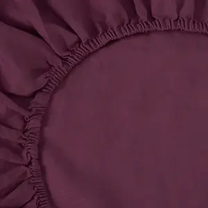 PIGLET IN BED Linen Blend Fitted Sheet - Berry
