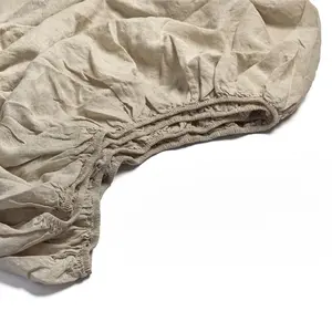 PIGLET IN BED Linen Blend Fitted Sheet - Oatmeal