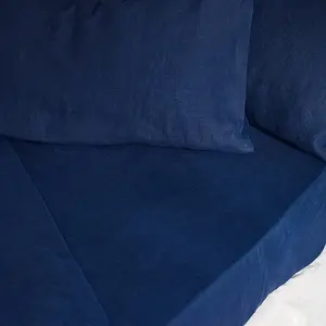 PIGLET IN BED Linen Blend Fitted Sheet, King Atlantic