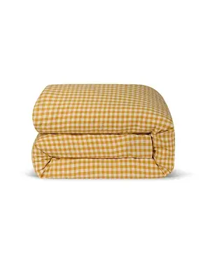 PIGLET IN BED Gingham Linen Blend Duvet Cover - Honey Gingham