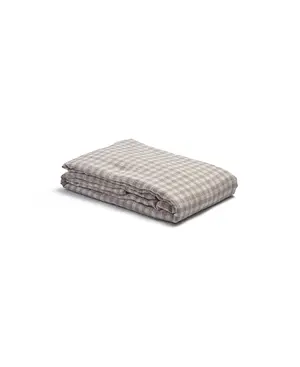 PIGLET IN BED Gingham Linen Blend Duvet Cover - Mushroom Gingham