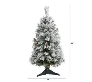 NEARLY NATURAL 3' Flocked White River Mountain Pine Tree