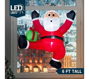 SYNCFUN 6ft Tall Christmas Inflatable Climbing Santa