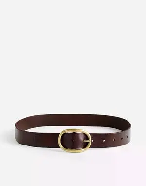 Madewell Oval-buckle Leather Belt - Coffee Bean