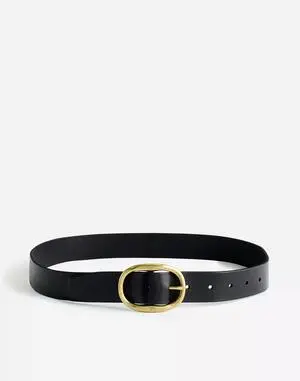 Madewell Oval-buckle Leather Belt - True Black
