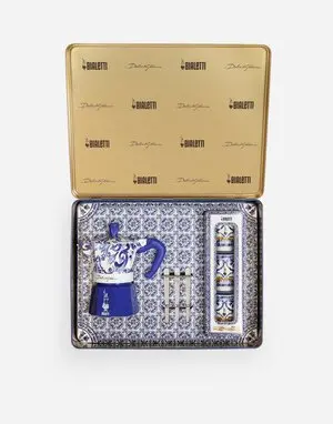 Dolce & Gabbana Moka Box Medium + 3 Porcelain Cups & 3 Silver Stir Sticks Bialetti - Multicolor