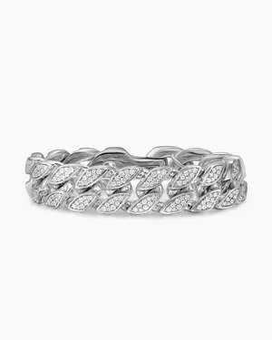 David Yurman Sterling Silver Curb Chain Bracelet Diamond