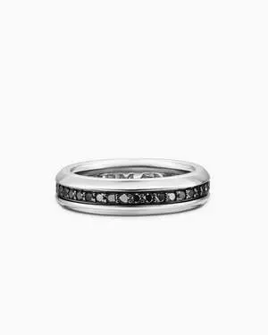 David Yurman Streamline Band Ring In 18k White Gold With Black Diamonds - Black Diamond