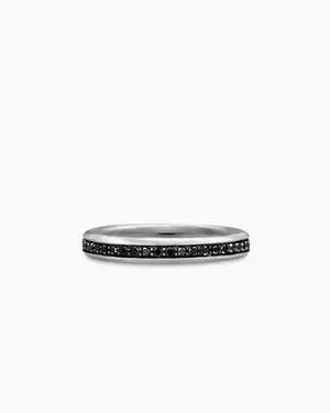 David Yurman Beveled Band Ring In 18k White Gold With Black Diamonds - Black Diamond