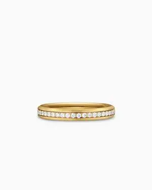 David Yurman Beveled Band Ring In 18k Yellow Gold With Diamonds - Diamond