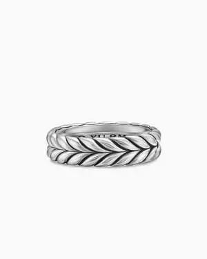 David Yurman Sterling Silver Chevron Band Ring - All Sterling Silver