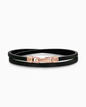 David Yurman Streamline® Double Wrap Bracelet - Black Leather