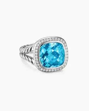 David Yurman Albion Ring In Sterling Silver With Onyx And Diamonds - Blue Topaz
