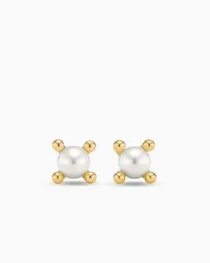 David Yurman Petite Modern Renaissance Pearl Stud Earrings - Akoya White Pearl