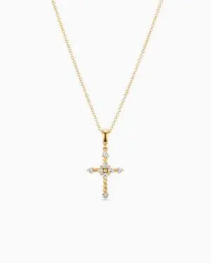 David Yurman Petite Modern Renaissance Cross Pendant Necklace - Diamond