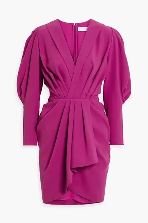IRO PARIS Kalea Wrap-effect Pleated Crepe Mini Dress - Fuchsia