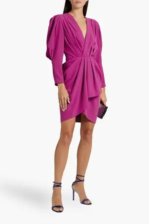IRO PARIS Kalea Wrap-effect Pleated Crepe Mini Dress - Fuchsia