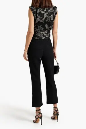 IRO PARIS Abema Cropped Metallic Tweed Flared Pants - Black