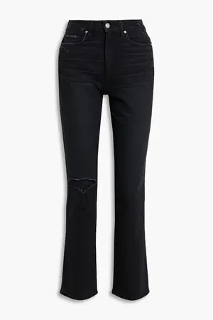 Paige Distressed High-rise Straight-leg Jeans