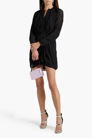 IRO PARIS Alvina Wrap-effect Plissé Tulle Mini Dress