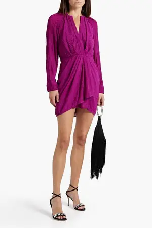 IRO PARIS Alvina Wrap-effect Plissé Tulle Mini Dress - Magenta