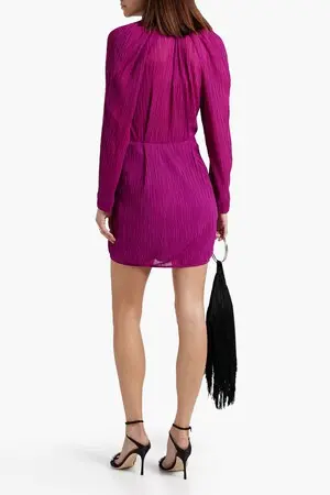 IRO PARIS Alvina Wrap-effect Plissé Tulle Mini Dress - Magenta