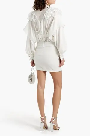IRO PARIS Yoni Ruffled Metallic Tweed Mini Skirt