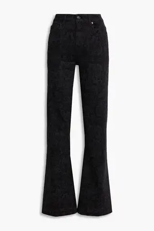 Paige Leenah Printed Wide-leg Jeans - Black