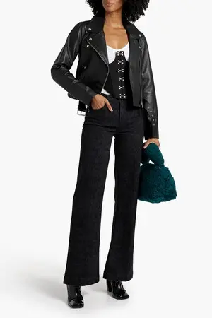 Paige Leenah Printed Wide-leg Jeans - Black