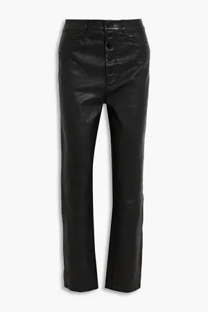 Paige Stella Leather Straight-leg Pants