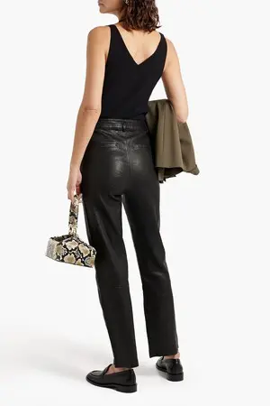 Paige Stella Leather Straight-leg Pants