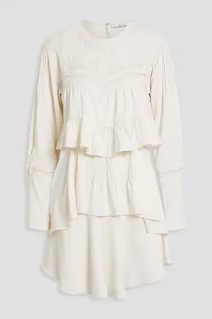 IRO PARIS Micha Mesh-paneled Tiered Crepe Mini Dress