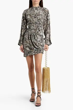 IRO PARIS Francia Printed Silk-crepe Mini Dress