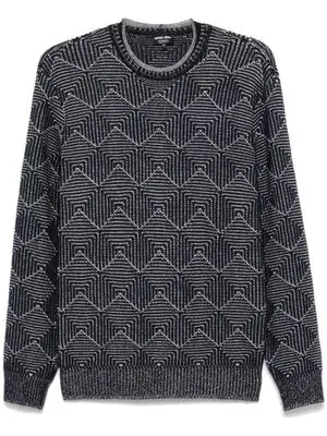 Giorgio Armani Giorgio Armani Diamond Patterned Jacquard Cashmere Sweater - Blue