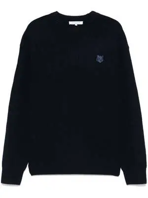 Maison Kitsuné Bold Fox Head Patch Ribbed Jumper - Blue