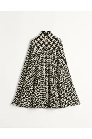 Valentino Garavani Geometric Tweed Cape - Black