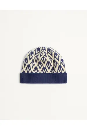 Valentino Garavani Toute La V Knitted Wool Beanie - Navy