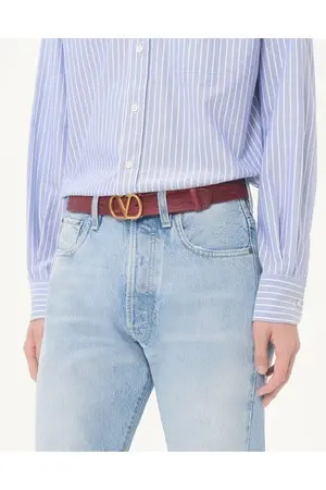 Valentino Garavani Vlogo Signature Calfskin Belt - Natural