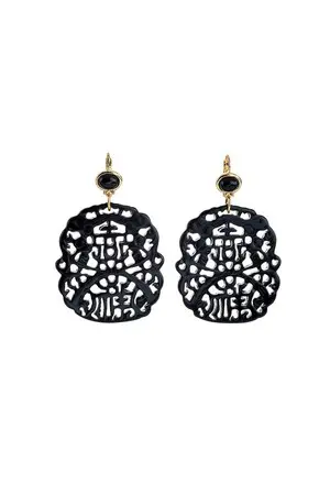 KENNETH JAY LANE Carved Wire Drop Earrings - Black