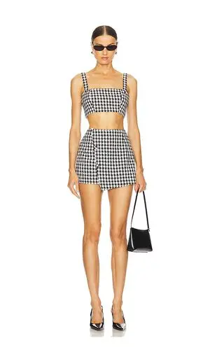 SNDYS. X Revolve Houndstooth Tweed Cropped Top