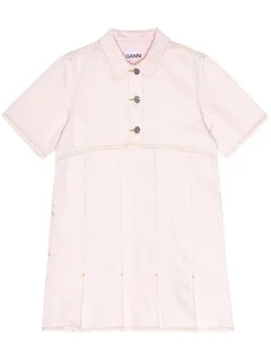 GANNI Pleat-hem Denim Mini Dress