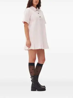 GANNI Pleat-hem Denim Mini Dress