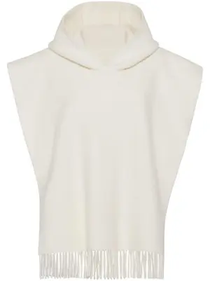 Brunello Cucinelli Fringed Cape - White