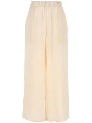 Le Kasha Wide-leg Silk Trousers - Neutrals
