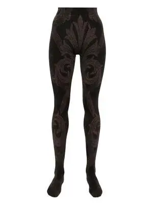 Wolford X Etro Metallic-threading Jacquard Tights - Black