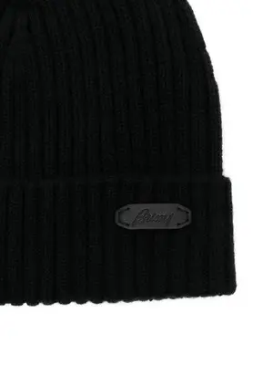 Brioni Logo-patch Beanie - Black