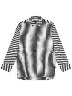 GANNI Striped Poplin Shirt - Black